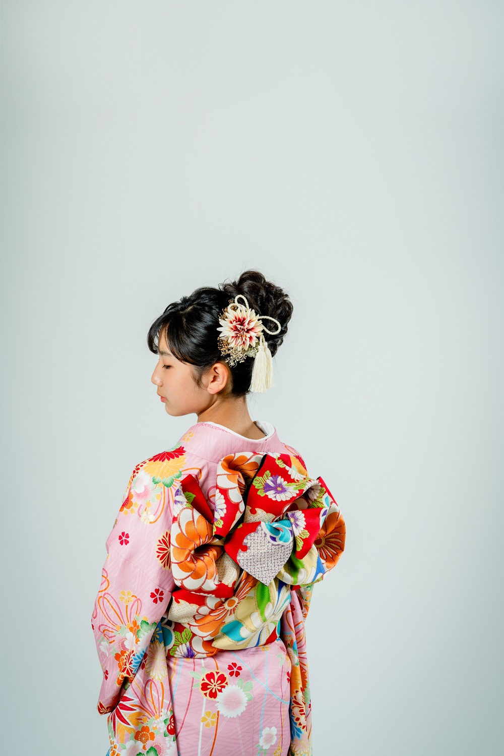 【十三参り女の子の着物レンタル】ポリエステル くす玉 水色とピンク 品番：J-19｜KIMONO-PRO（キモノプロ）京都のきものレンタル ...